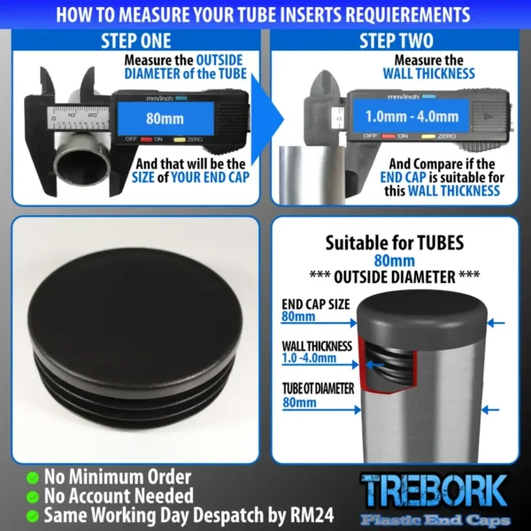 Shop Round Plastic End Caps Ribbed Inserts for Tubes & Profiles